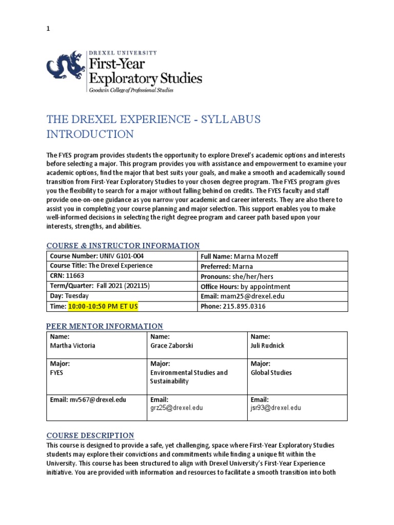 UNIV G101-004 Syllabus TWR | PDF | American Psychological Association ...