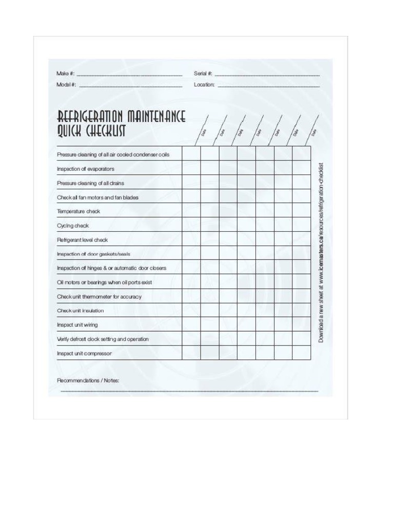 Maintance Checklist | PDF