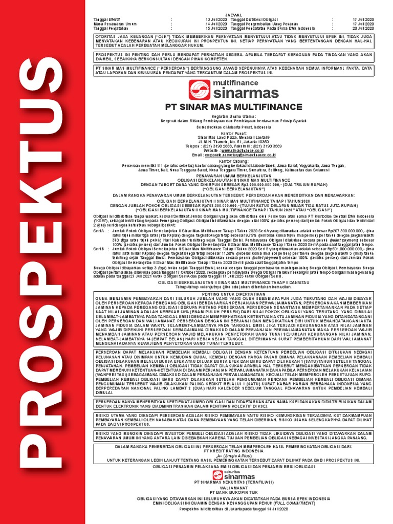 Buku Prospektus SMMF PUB II Tahap I 2020 | PDF