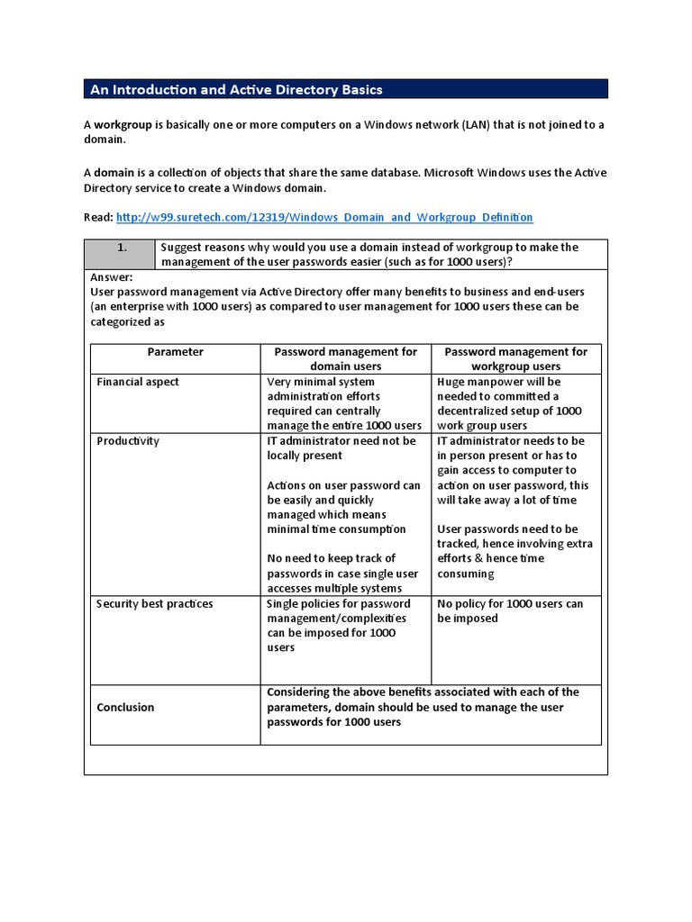 An Introduction and Active Directory Basics- Q & A | PDF | Active Directory | User (Computing)