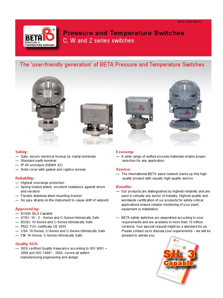BETA TemperatureSwitches 2014 | PDF | Switch | Pipe (Fluid Conveyance)
