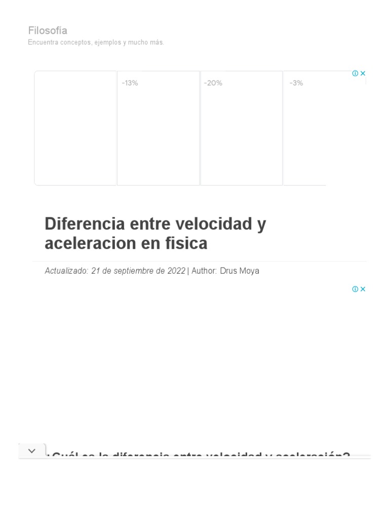 Diferencia Entre Velocidad y Aceleracion en Fisica | PDF | Aceleración | Velocidad