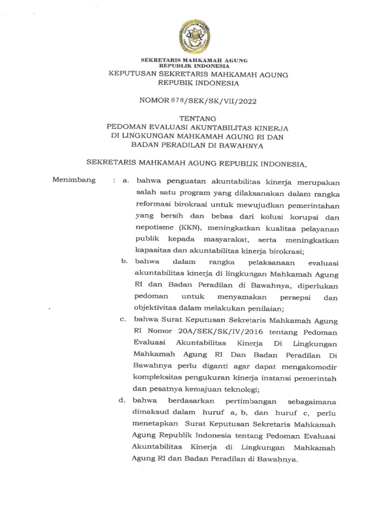 SK Pedoman Evaluasi AKIP (Stempel) | PDF