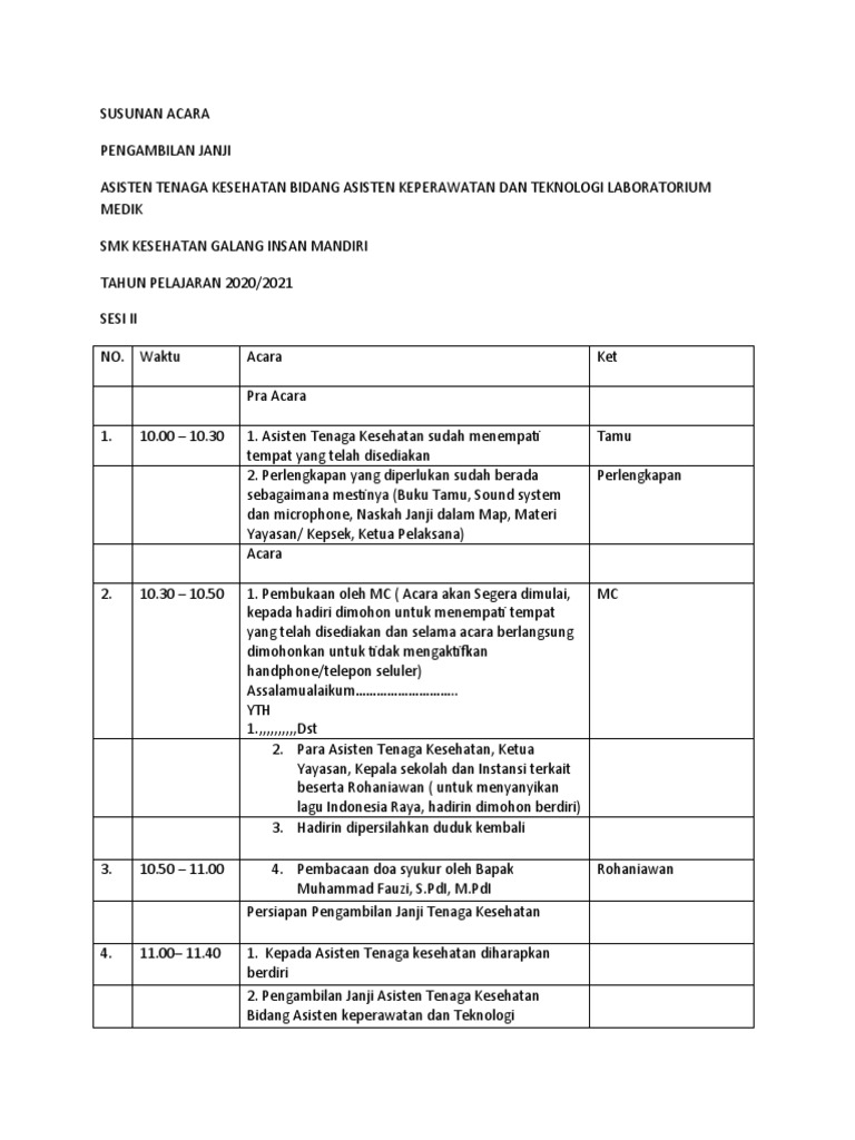 SUSUNAN ACARA Wisuda 2021 | PDF