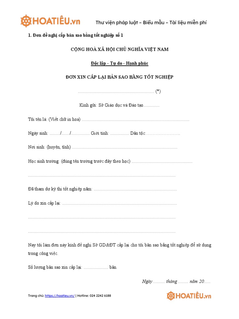Don de Nghi Cap Ban Sao Bang Tot Nghiep | PDF