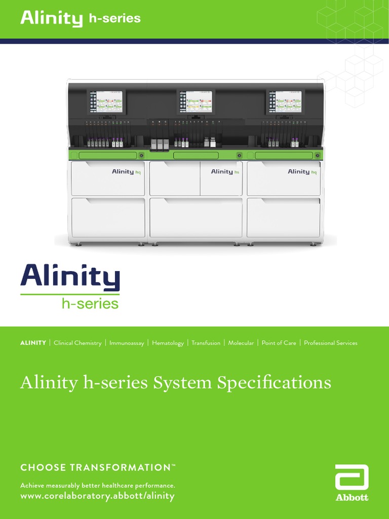 Abbott Alinity H Series HQ Hs HQ Spec Sheet | PDF | Chemistry