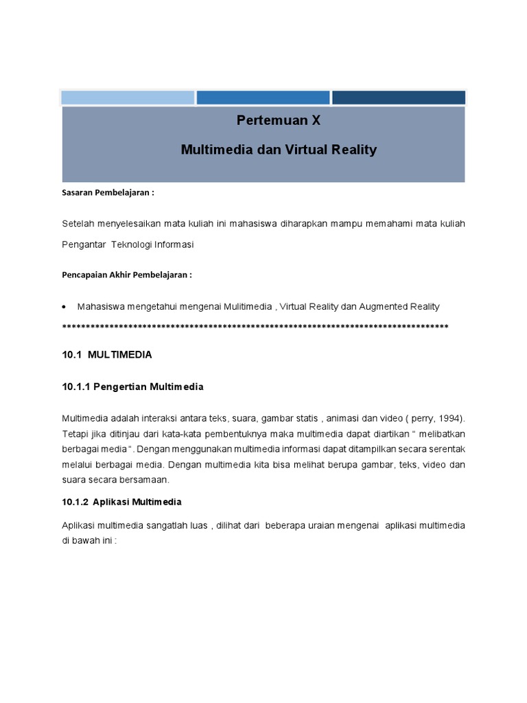 Multimedia dan Virtual Reality dalam Pendidikan | PDF | Teknologi ...