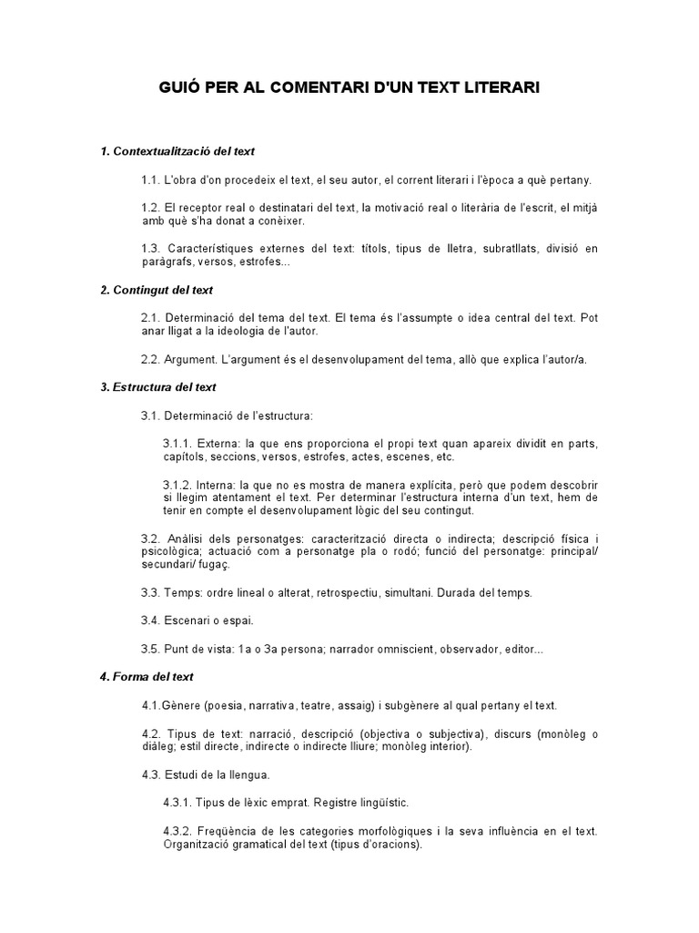Guio Comentari de Text | PDF