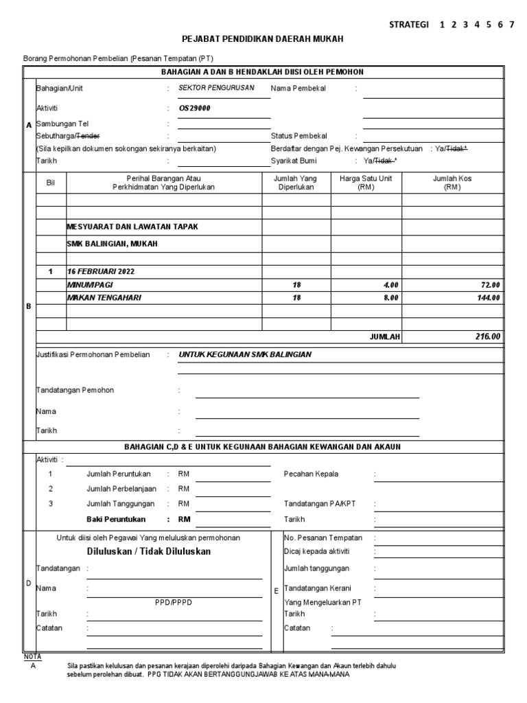 Contoh Nota Minta Tahun 2022 | PDF