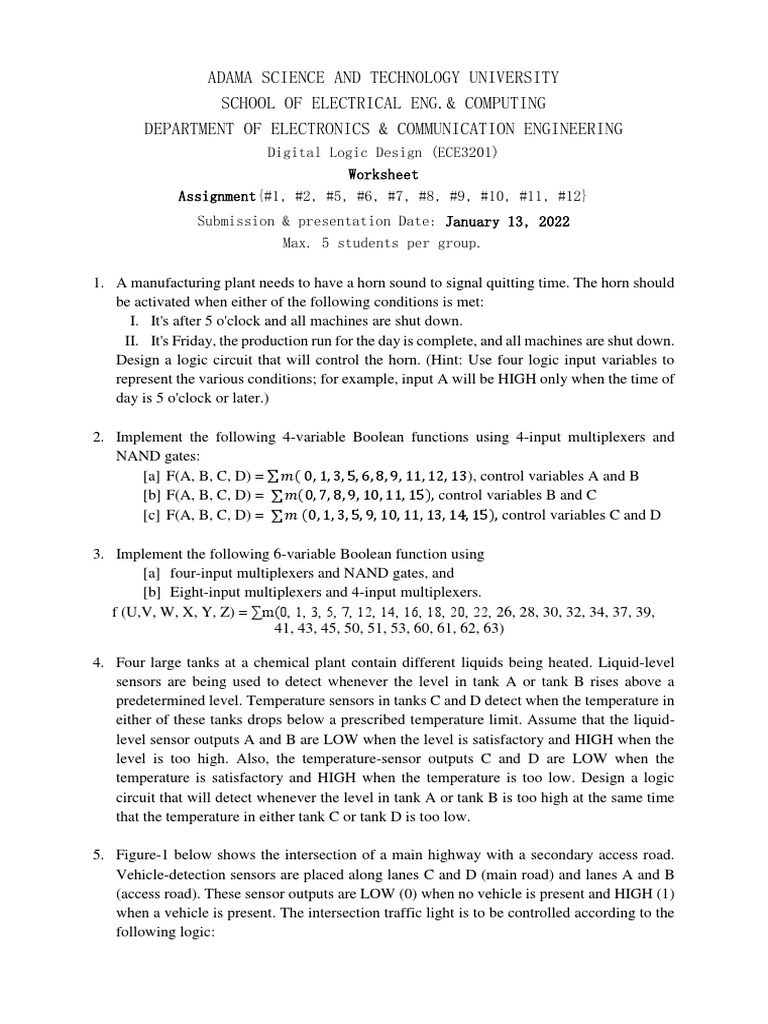 DLD Assignment Worksheet 2021 | PDF | Logic Gate | Computer Science DLD Assignment Worksheet 2021 | PDF | Logic Gate | Computer Science