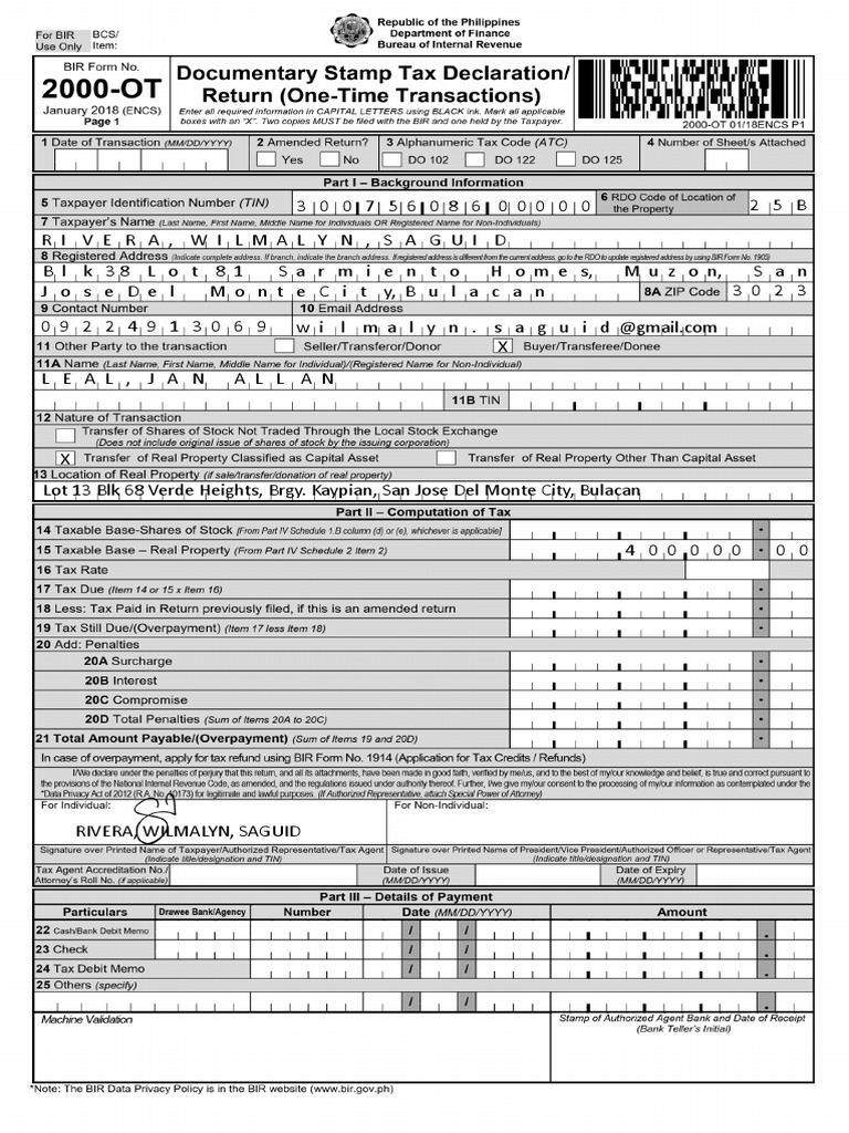 DST Form 2000-OT Wilmalyn | PDF DST Form 2000-OT Wilmalyn | PDF