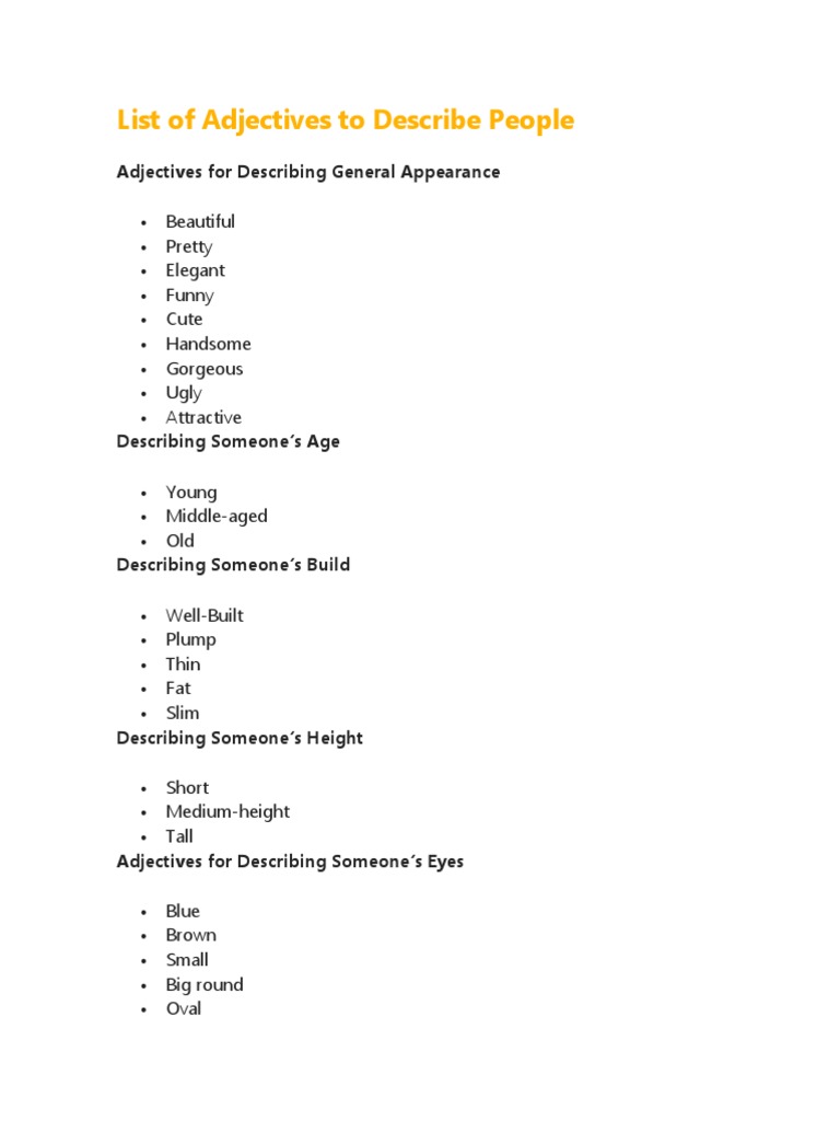 Adjectives For Describing General Appearance | PDF