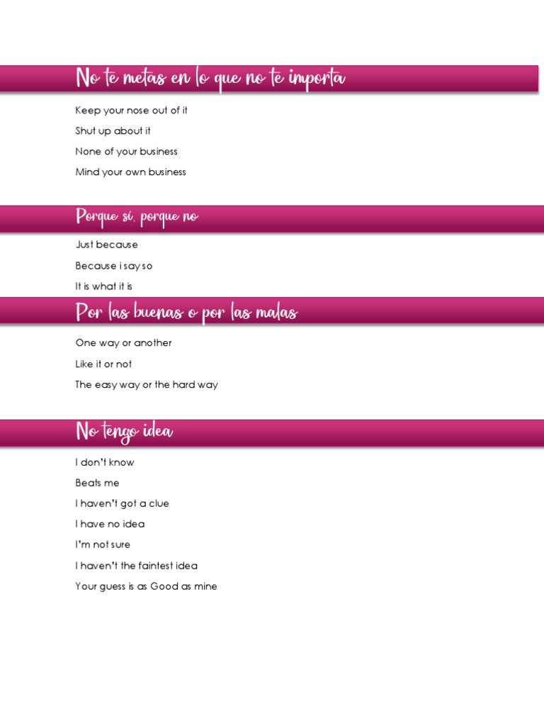 Common Spanish Phrases Explained | PDF
