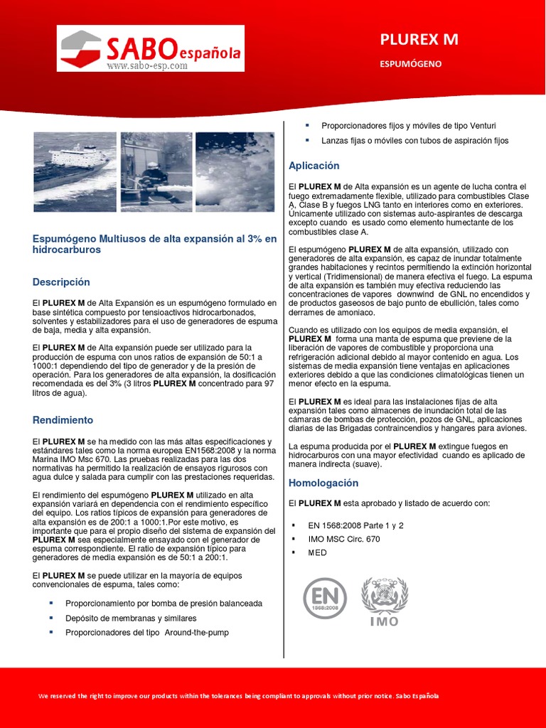 Espumógeno PLUREX M: Alta Expansión | PDF | Gas natural licuado ...