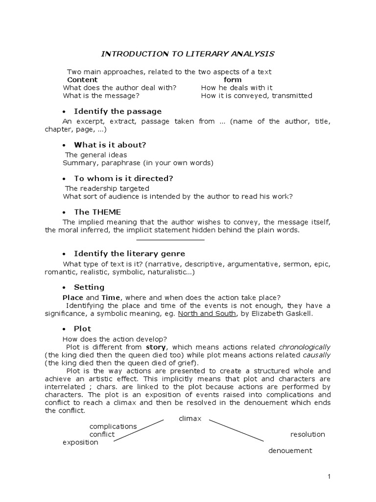 Introduction To Literary Analysis | PDF | Plot (Narrative) | Narration