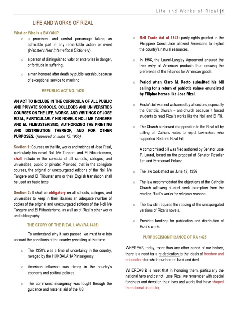 Life and Works of Rizal Midterm Reviewer | PDF