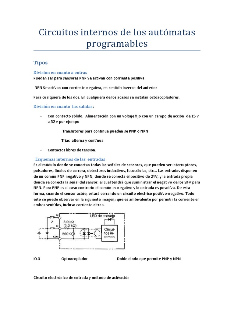 01 Circuitos Internos de Los Autómatas Programables | PDF | Transistor de unión bipolar ...