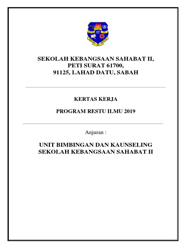 Kertas Kerja Program Restu Ilmu | PDF