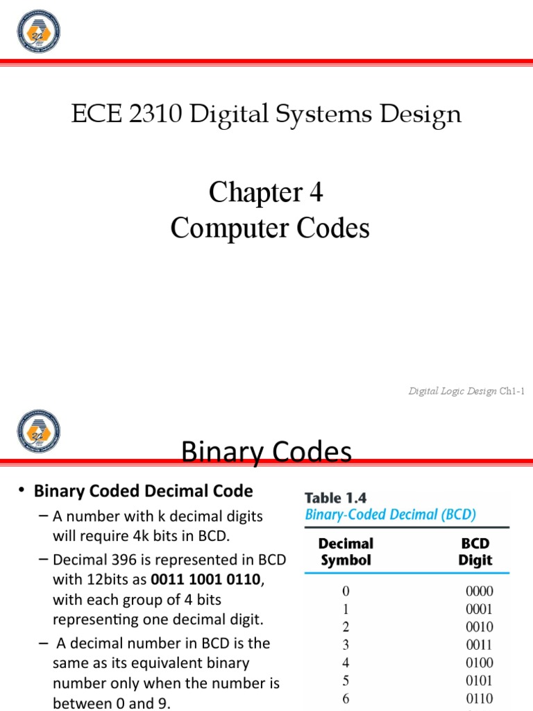 Chapter 4 Computer Codes | PDF | Binary Coded Decimal | Digital Data