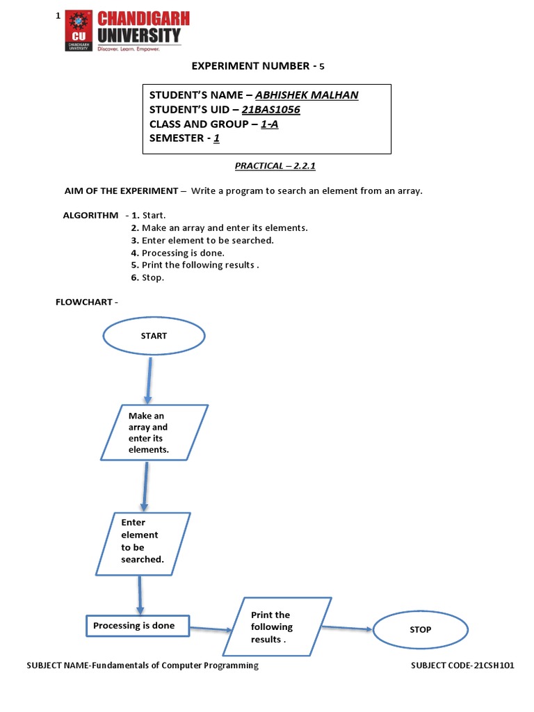 Search Element Array Program Pdf Computer Program Programming 1884
