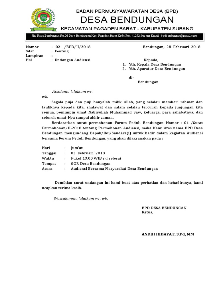 Surat Audiensi HGHG | PDF