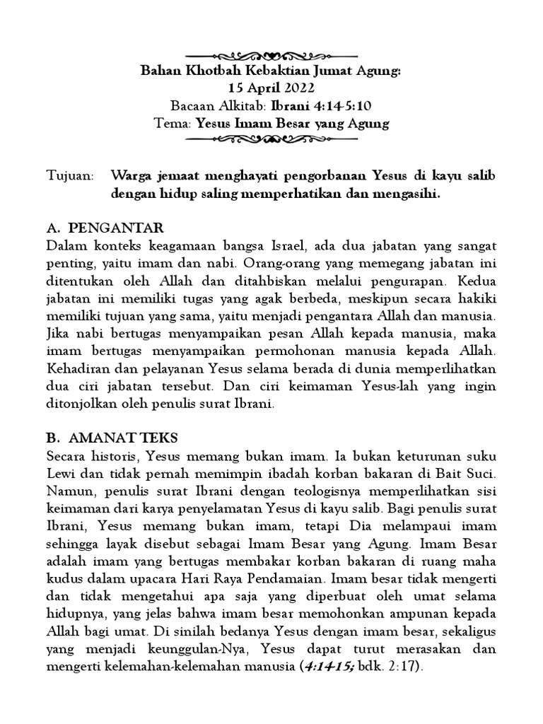 Kerangka Khotbah 15 April 2022 - 012702 | PDF