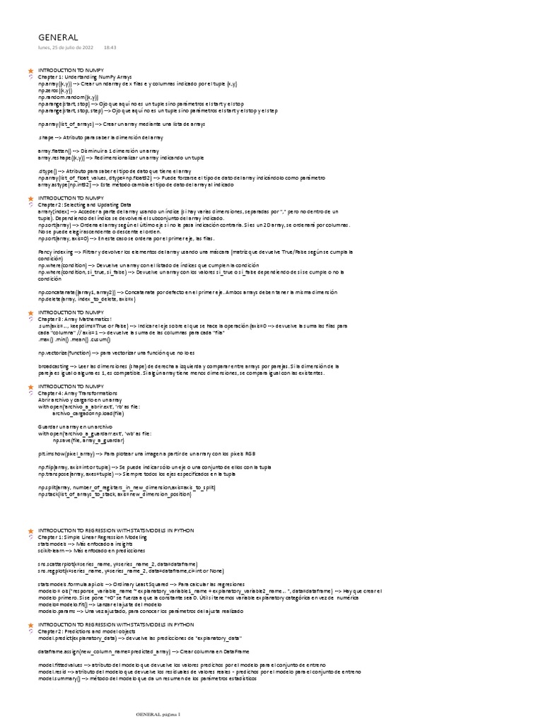 General | PDF | Estructura de datos de matriz | Python (lenguaje de programación)