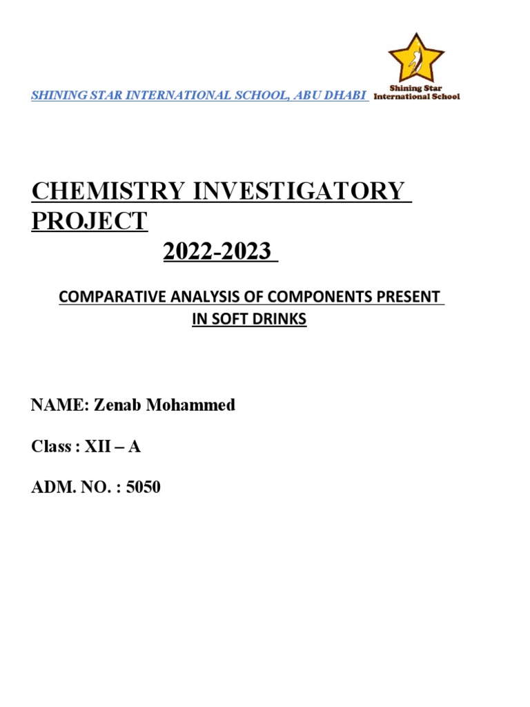 Chemistry Investigatory Project | PDF | Soft Drink | Carbonated Water