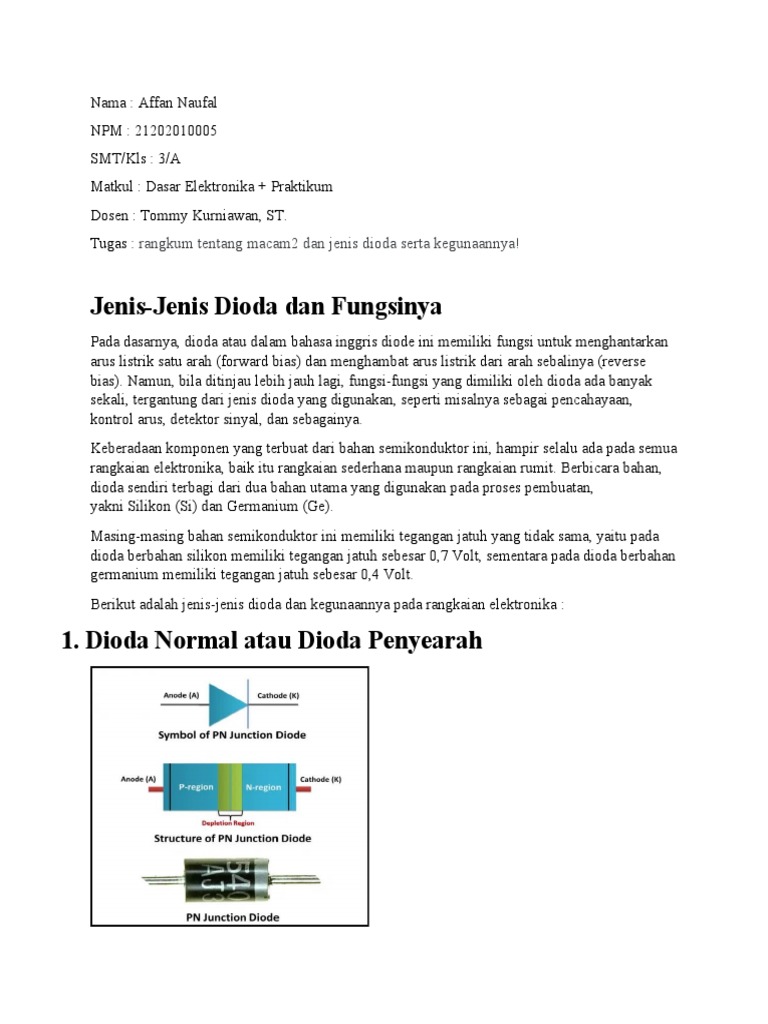 Jenis-Jenis Dioda & Fungsinya | PDF