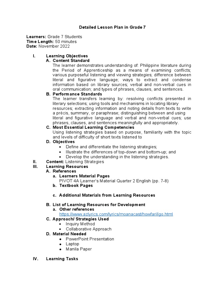 Listening Strategies LP | PDF | Top Down And Bottom Up Design | Learning