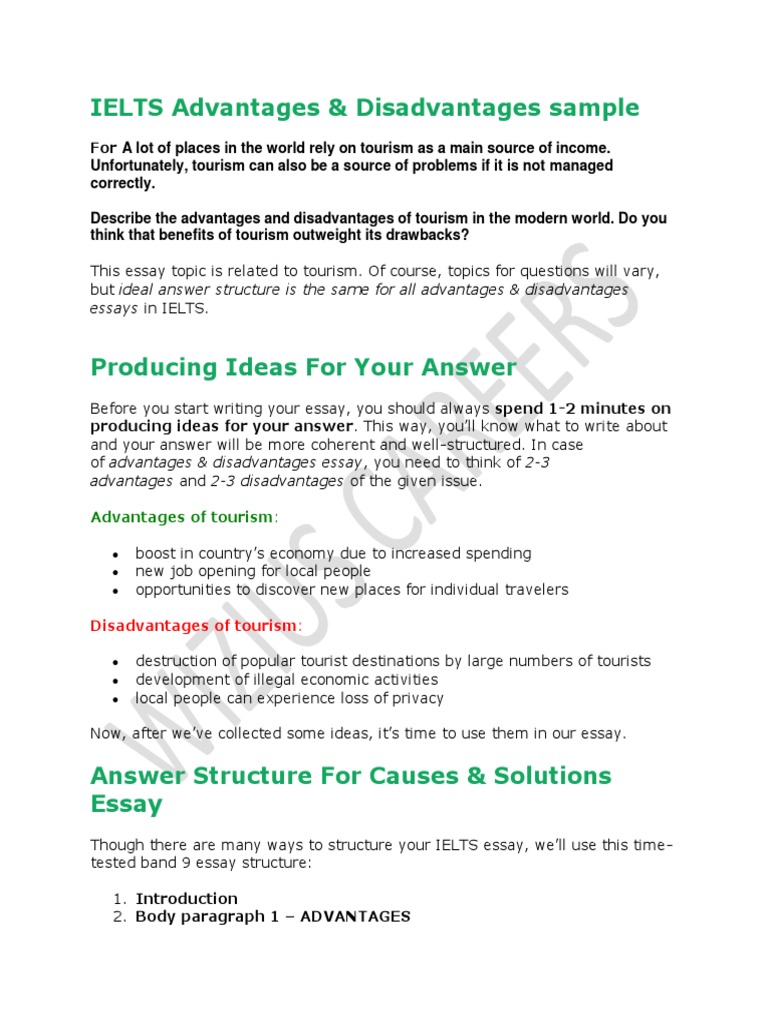 Essay Advantages and Disadvantages | PDF | Tourism | Essays