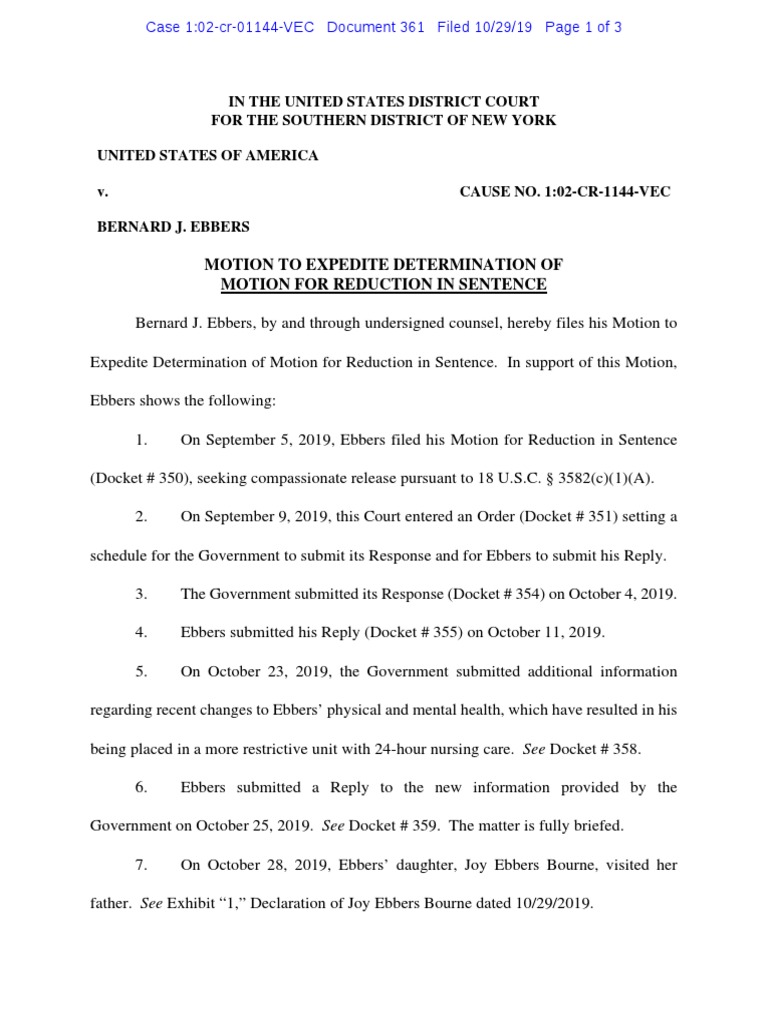 Motion to Expedite Sentence Reduction | PDF | Justice | Crime & Violence