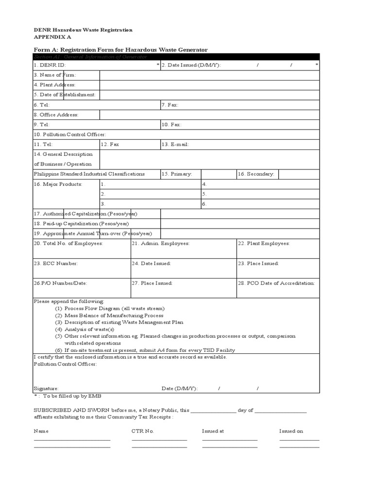 Hazardous Waste Registration Form | PDF | Hazardous Waste | Waste