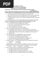 Ethiopian Exit Exam Model Questions | PDF | Governance | State (Polity)