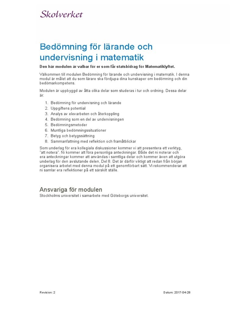 Läroportalen Bedömning För Lärande Och Undervisning Pdf
