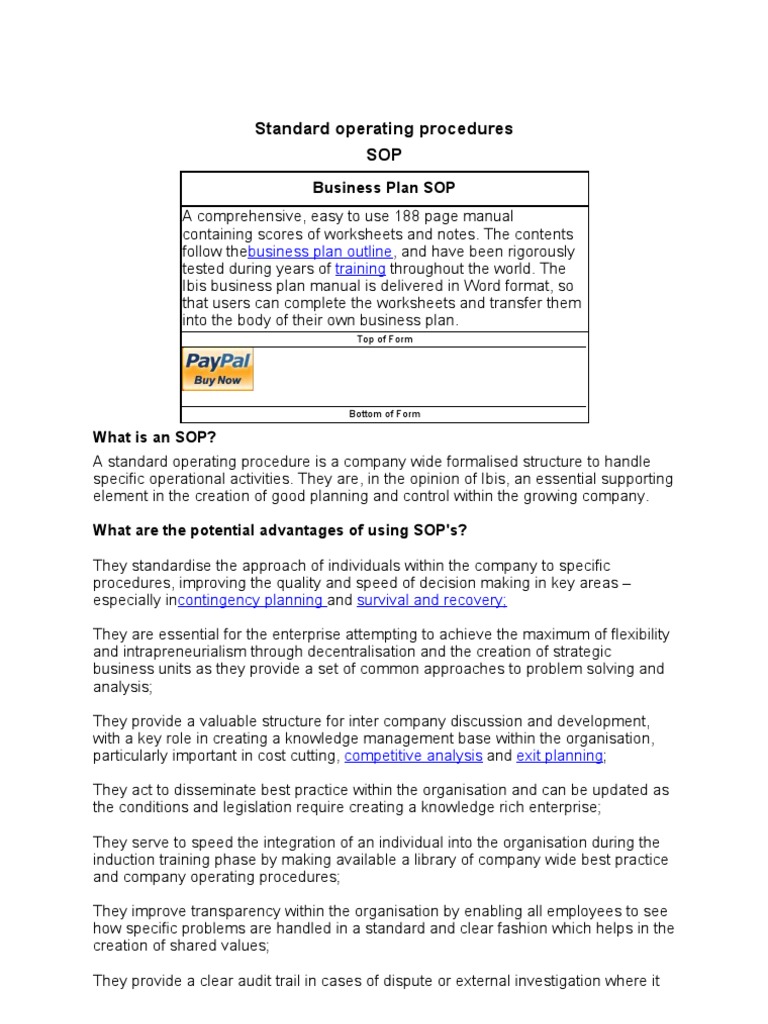 Standard Operating Procedures Pdf Standardization Governance