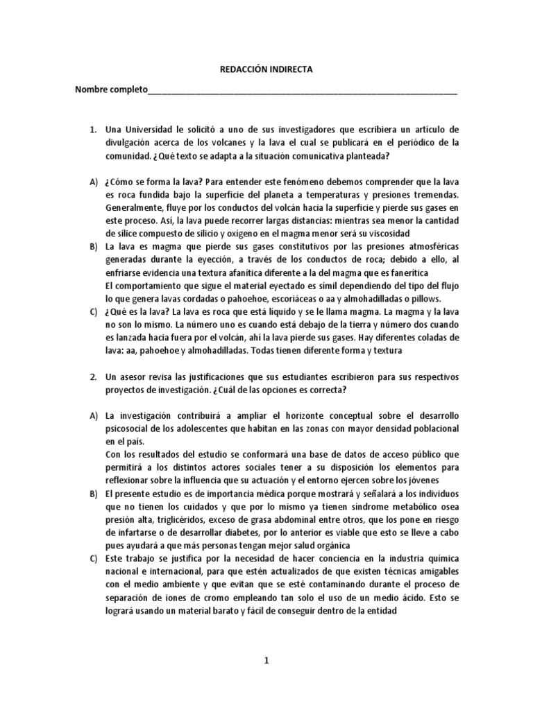 Guia y Practica de Redacción Indirecta | PDF | Lava