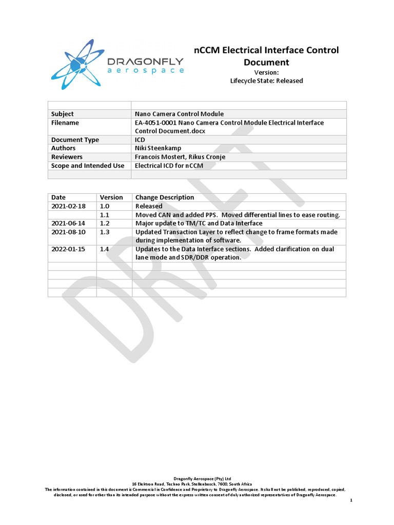 EA-4051-0001 NCCM Electrical Interface Control Document - v1.4 | PDF ...