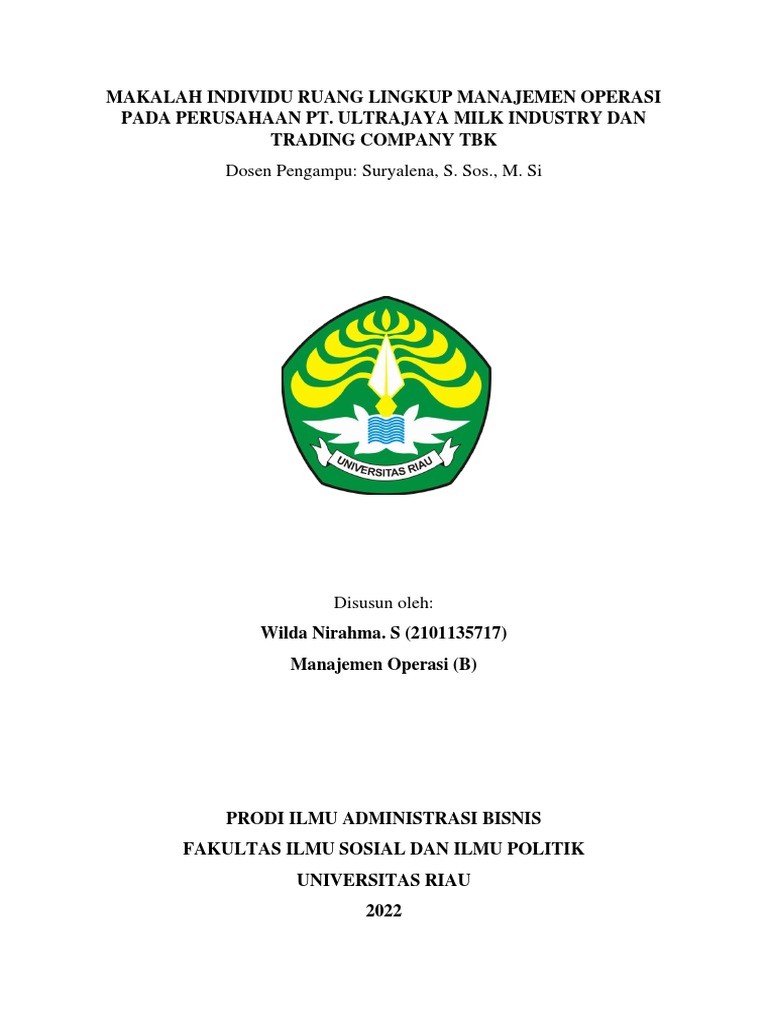 Makalah Individu Ruang Lingkup Manajemen Operasi | PDF Makalah Individu Ruang Lingkup Manajemen Operasi | PDF