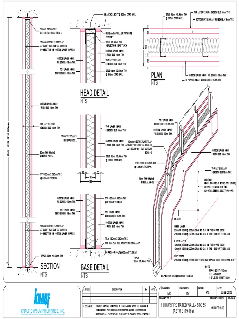 STC 55 1-Hour Fire Rated Wall Detail | PDF | Economic Sectors | Building