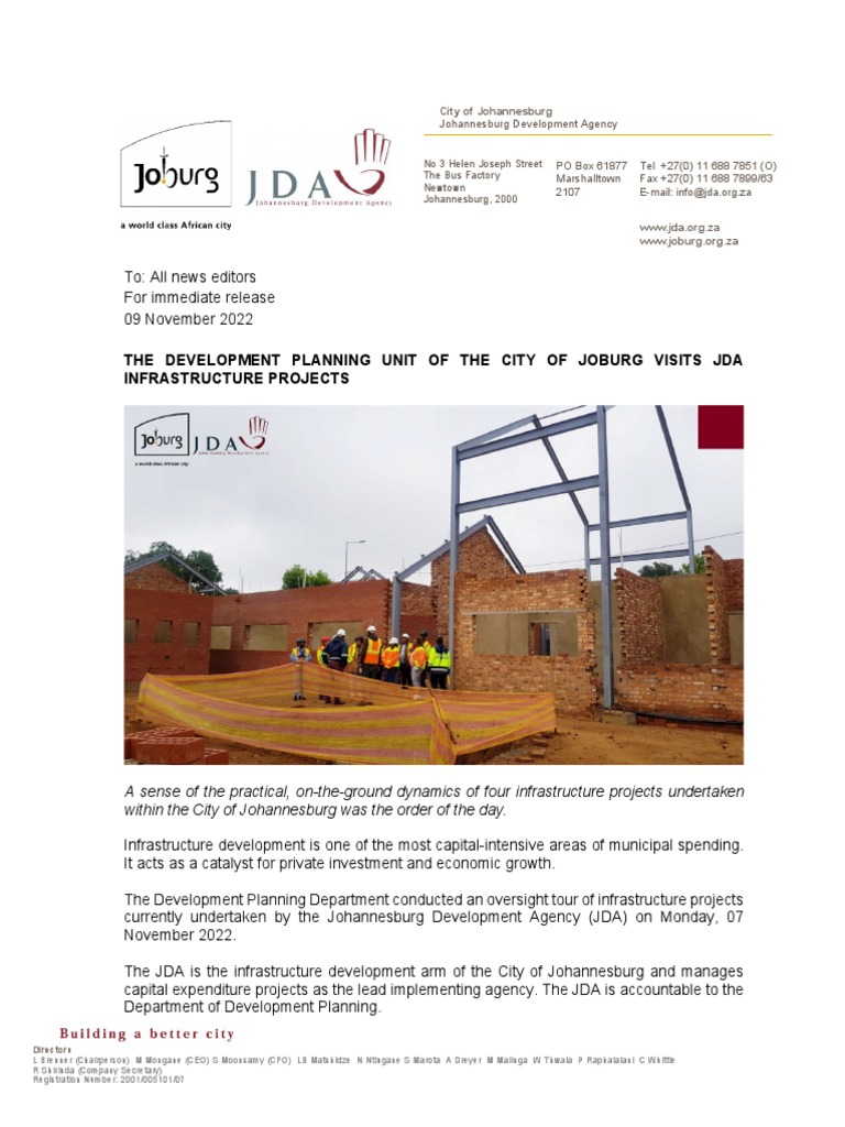 City's Development Planning Unit Vists Jda's Infrastructure Projects KN ...