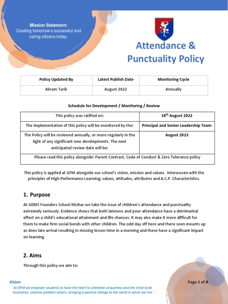 GFM Attendance & Punctuality Policy | PDF