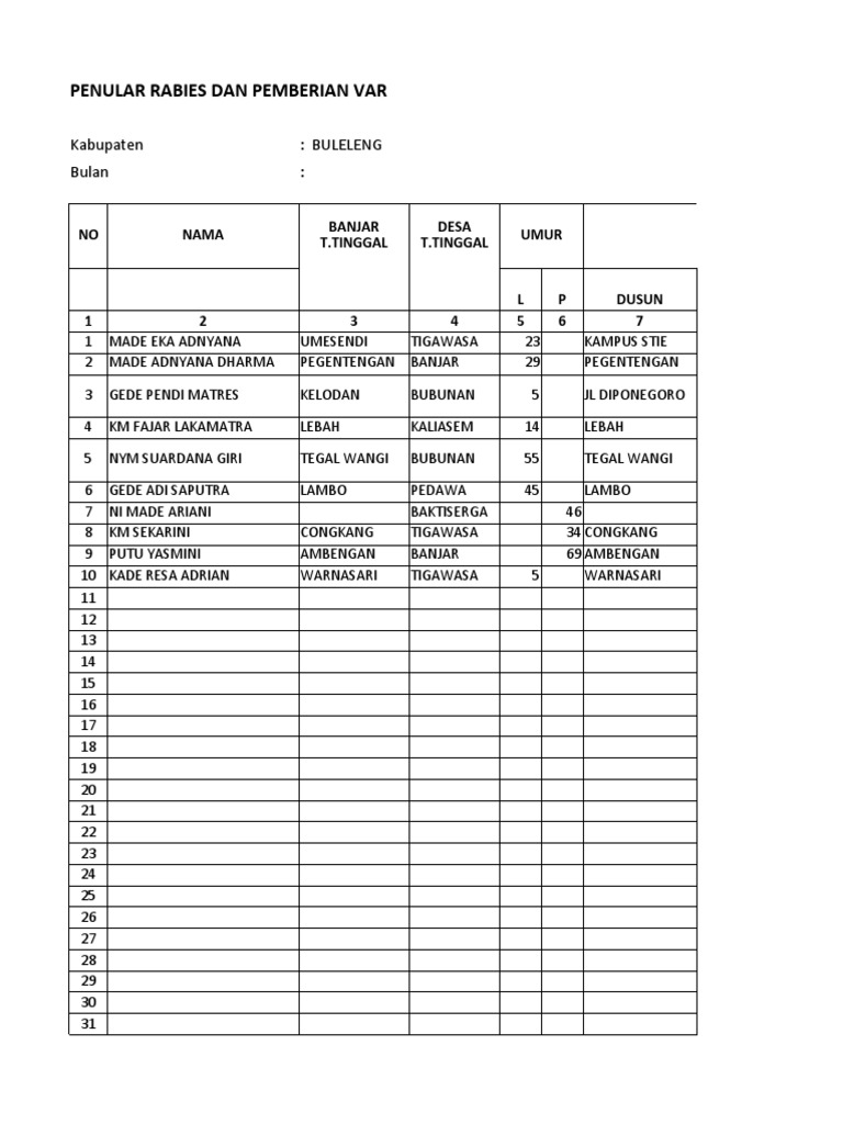 Contoh Register GHPR | PDF