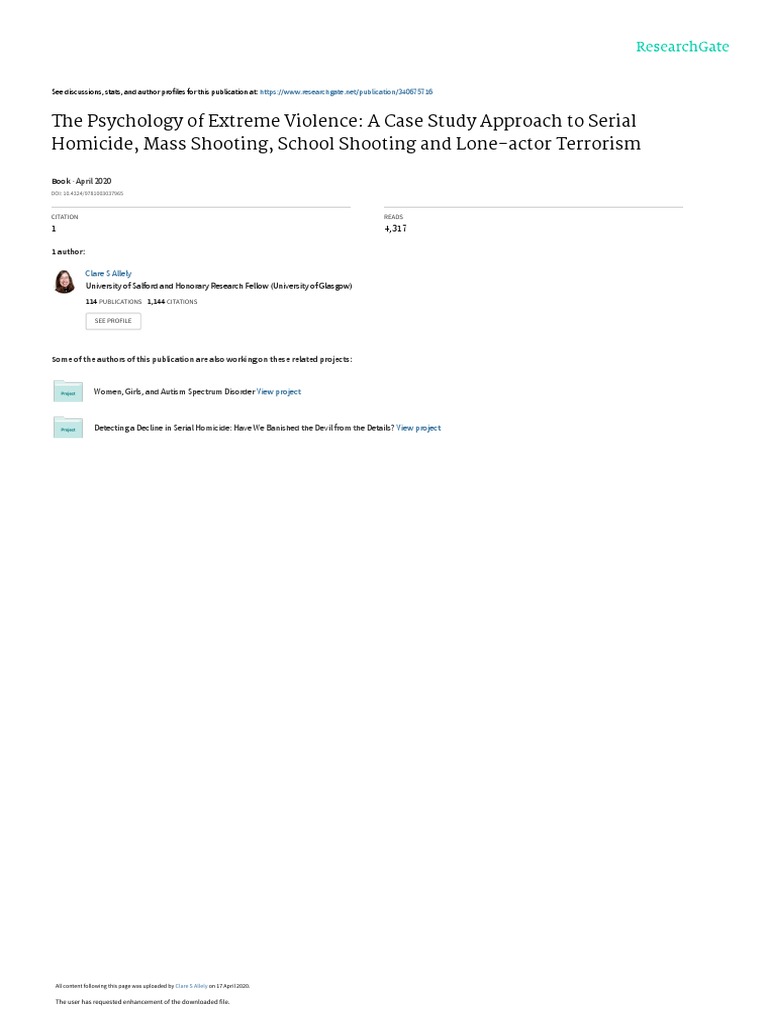 The Psychology of Extreme Violence A Case Study AP | PDF | Psychopathy | Serial Killer