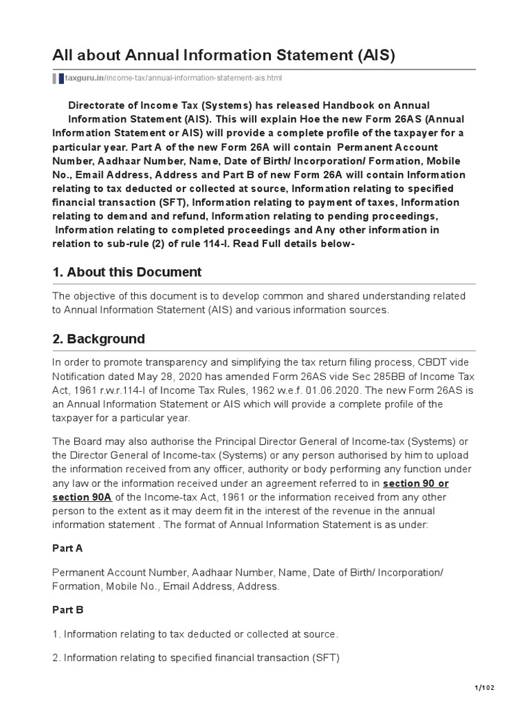 Taxguru - In-All About Annual Information Statement AIS | PDF | Tax Deduction | Tax Refund