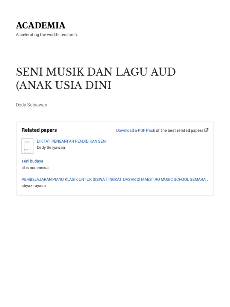 Diktat Seni Musik Dan Lagu Aud | PDF