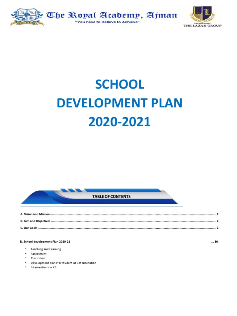 Primary School Development Plan 2020-21 | PDF | Teaching Method ...