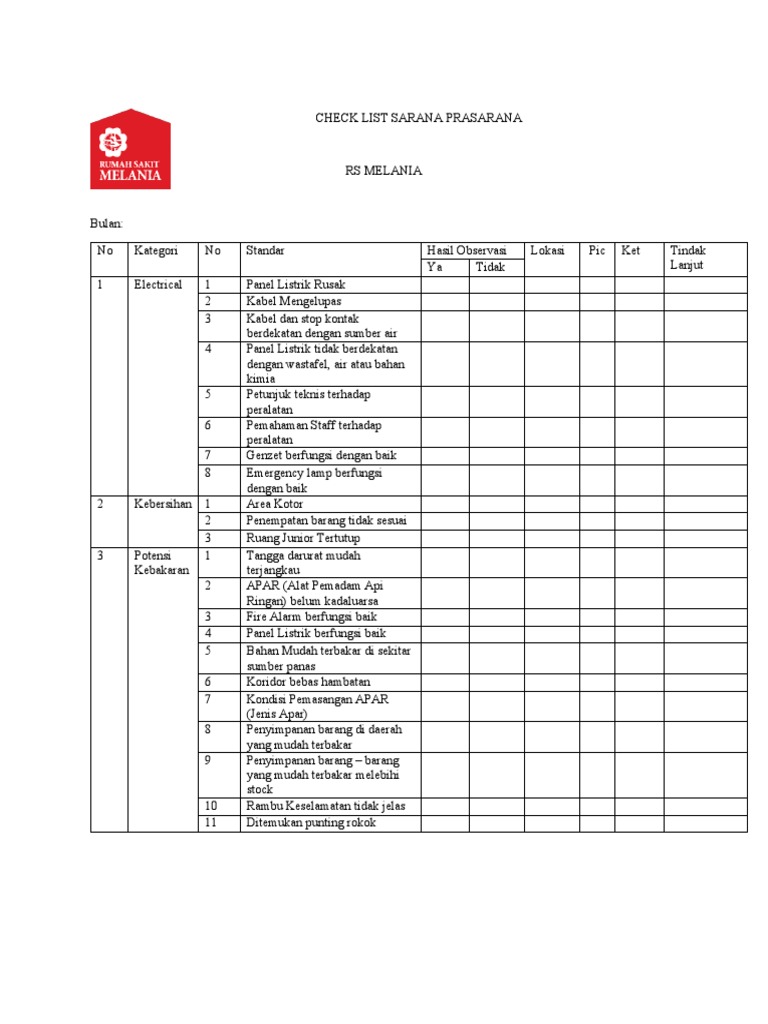 CHECK LIST Keselamatan | PDF