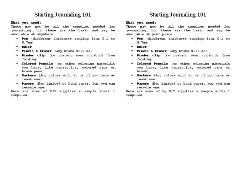 Starting Journaling 101 Pdf