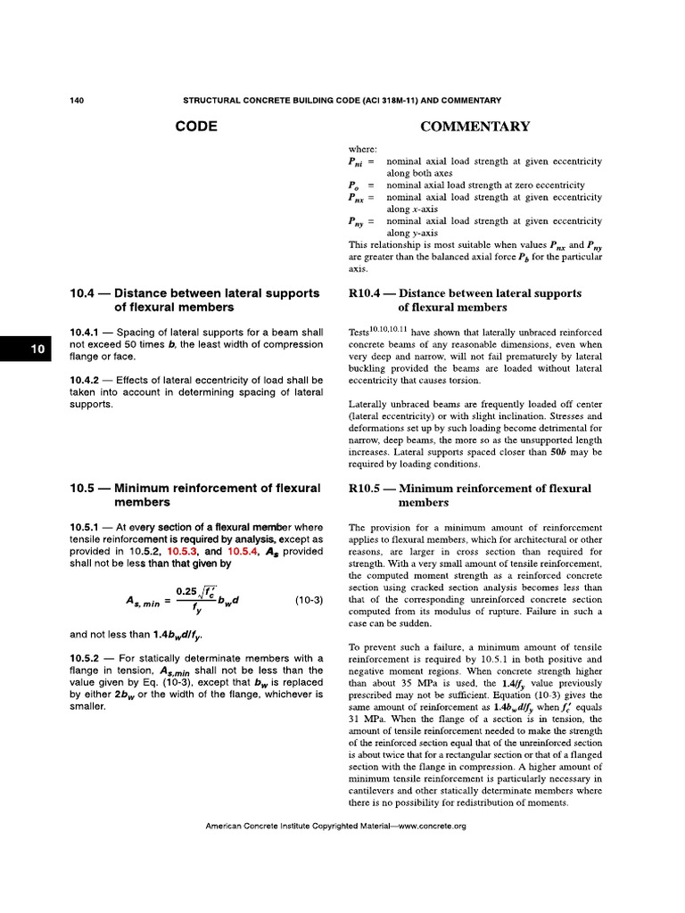 Minimum Reinforcement of Flexural Members | PDF